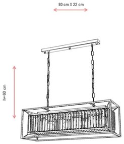 Lustr na řetězu CRYSTALLINE 4xE27/6W/230V bronzová