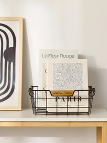 Sinsay - Kovový úložný košík s bambusovým štítkem - černá