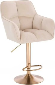 LuxuryForm DESIGN Barová židle AMALFI VELUR na zlaté kulaté podstavě - krémová