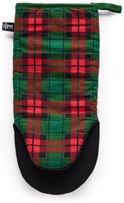 Vánoční kuchyňská rukavice se silikonovou chňapkou CHECKY 1 ks, zelená 15x33 cm