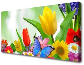 Obraz na plátně Motýl Květiny Příroda 125x50 cm