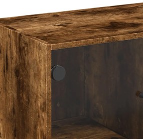 Odkládací skříňka skleněná dvířka kouřový dub 68x37x75,5 cm