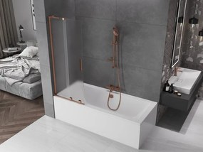 Mexen Velar L, 2-křídlová posuvná vanová zástěna 85 x 150 cm, 8mm sklo námraza, růžové zlato, 896-085-003-31-60