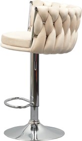 Designová barová židle, béžová Velvet látka/chrom, BRIN