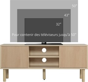 HOMCOM Televizní stolík pro TV do 50 palců s 2 posuvnými dveřmi a 2 policemi s řešením kabeláže - 115 x 40 x 49 cm