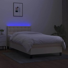 Box spring postel s matrací a LED krémová 100x200 cm textil 3133458