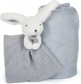 Doudou Dárková sada šťastný králíček pléd a modro-šedý muchláček / od