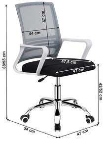 Kondela Kancelářská židle, síťovina šedá / látka černá / plast bílý, APOLO 2 NEW