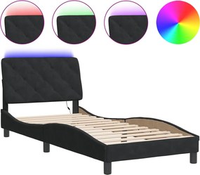 Rám postele s LED bez matrace černý 90 x 200 cm samet 3213833