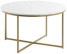 OnaDnes -20% Bílý mramorový konferenční stolek Kave Home Sheffield 80 cm