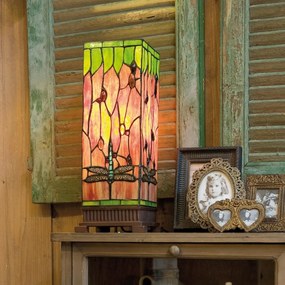 Stolní lampa Tiffany Square dragonfly – 18x18x45 cm