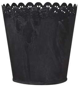 Chic Antique Plechový obal na květiny Lace, černá barva, kov 11cmx12cm