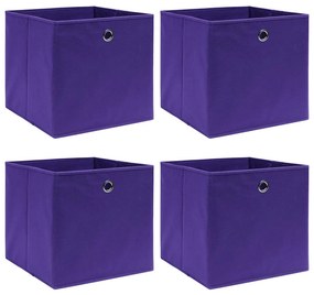 Úložné boxy 4 ks netkaná textilie 28 x 28 x 28 cm fialové 325211