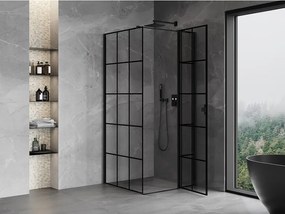 Mexen Mist T, sprchový kout s křídlovými dveřmi, pravý, 75 x 75 cm, 8mm čiré sklo, černý profil, 8A4T-075-075-70-77-P