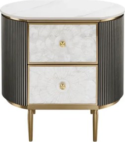 Noční stolek Stilig ST903B 55 cm mramor/zlatý/hnědošedý