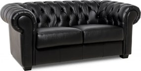Kožená pohovka CHESTERFIELD - 2P, šedá (Rimini)