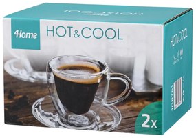 4Home Termo sklenice šálek s podšálkem Heart Hot&Cool, 150 ml, 2 ks