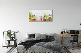 Obrazy na plátně květiny králíci 140x70 cm