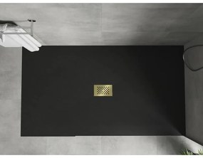Mexen Hugo, obdélníková sprchová vanička SMC 160 x 100 cm, černá, zlatá krytka, 42701016-G