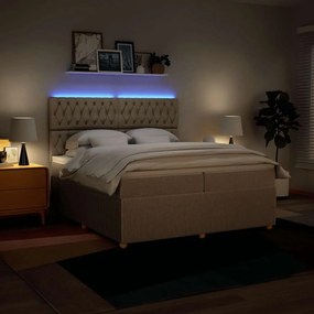 Box spring postel s matrací krémová 200x200 cm textil 3294475