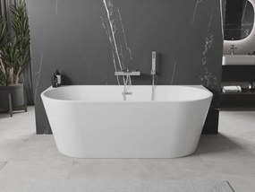 Mexen Oval samostatně stojící vana ke zdi 180 x 80 cm, bílá, přepad chrom - 52671808000-01