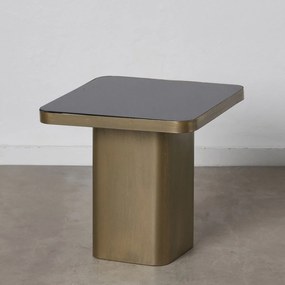 BigBuy Home Postranní stolek Sklo v barvě černého zlata 50,5 x 50,5 x 51 cm