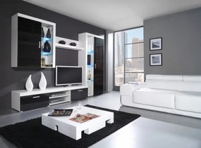 Moderní obývací stěna Speciale, bílá/černý lesk