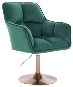 LuxuryForm DESIGN Otočné křeslo AMALFI VELUR na zlatém talíři - zelené