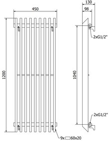 Mexen Aurora designový radiátor 1200 x 450 mm, 917 W, Bílá - W212-1200-450-00-20