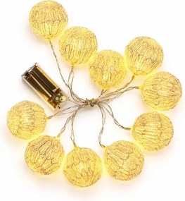 LED světýlka na baterie, lampiony, 1,8 m, teple bílá, 10 diod, čirý kabel, IP20 interiér, 2 × AA