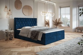 Boxspring s prošívaným čelem Dona 180x200 cm Barva: Modrá - Kronos 09