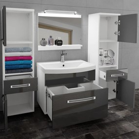 Koupelnový nábytek Belini Premium Full Version šedý lesk
+ umyvadlo + zrcadlo + LED osvětlení Glamour 102
