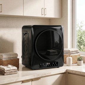 HOMCOM 1000 W kompaktní odvětrávací sušička s extra sušicím a ECO režimy, nastavením časovače a teploty, černá