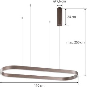 Smart LED závěsné svítidlo Lucande Melinay kávová CCT Tuya 3000K/4000K 51W 2800lm s dálkovým ovládáním 10020398