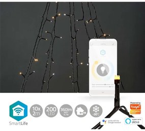 Nedis WIFILXT02W200 - LED Vánoční závěs 200xLED/8 funkcí 10x2m IP65 Wi-Fi Tuya