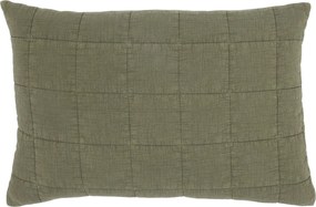 Olivově zelený povlak na polštář s opraným vzhledem Aix Vintage – 60*40 cm