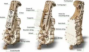Ugears 3D dřevěné mechanické puzzle Hurdy-Gurdy / od 14 let / 292 dílk