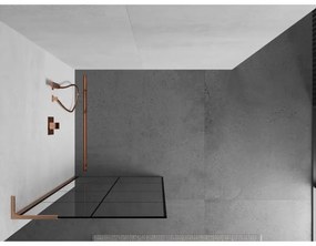 Mexen Kioto L, sprchová zástěna Walk-In 70 x 200 cm, 8mm čiré sklo černý vzor, ​​měděný matný profil, 800-070-103-65-77