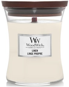 WoodWick – svíčka Linen (Čistý len) Velikost: střední 275 g