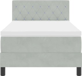 Postel s boxspringem s matrací Světle šedá 90 x 200 cm samet 3339080
