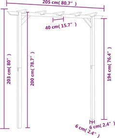 vidaXL Zahradní pergola 205 x 40 x 203 cm dřevo [41663]