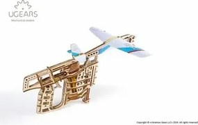 Ugears 3D dřevěné mechanické puzzle Vystřelovací letadlo / od 14 let /