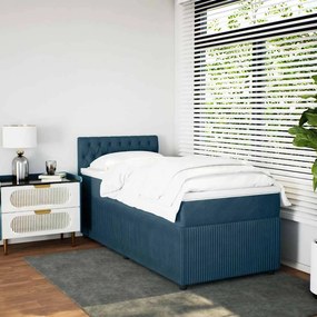 Box spring postel s matrací modrá 100 x 200 cm samet 3289972