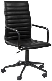 OnaDnes -20% Scandi Černá koženková kancelářská židle Aqua