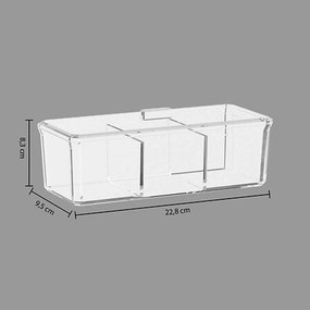 5Five® Průhledný box s víkem Selena, 3 přihrádky, 22,8 x 9,5 x 8,3 cm