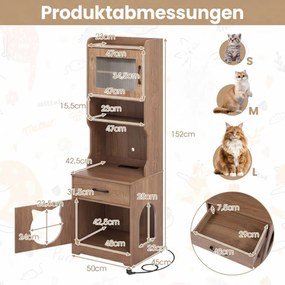 Costway Skříňka na odpadky pro kočky s nastavitelným LED světlem