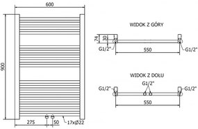 Mexen Mars, topné těleso 900x600 mm, 339 W, zlatá lesklá, W110-0900-600-00-50