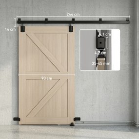 Sada kování pro posuvné dveře 244 cm černá pro jednokřídlé dveře s velkou nosností