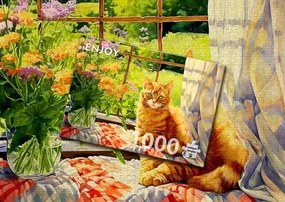 ENJOY Puzzle Kočička z venkovské kuchyně / 1000 dílků / od 14 let
