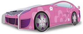 Dětská autopostel růžové auto 4 180 x 80 cm + matrace